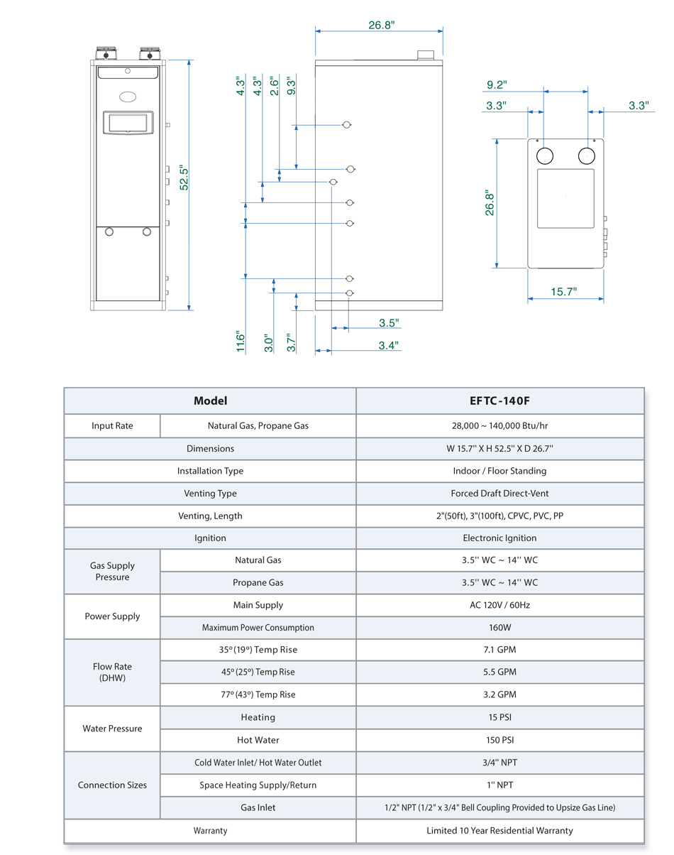 EFT Combination Floor Standing System Hot Water Products